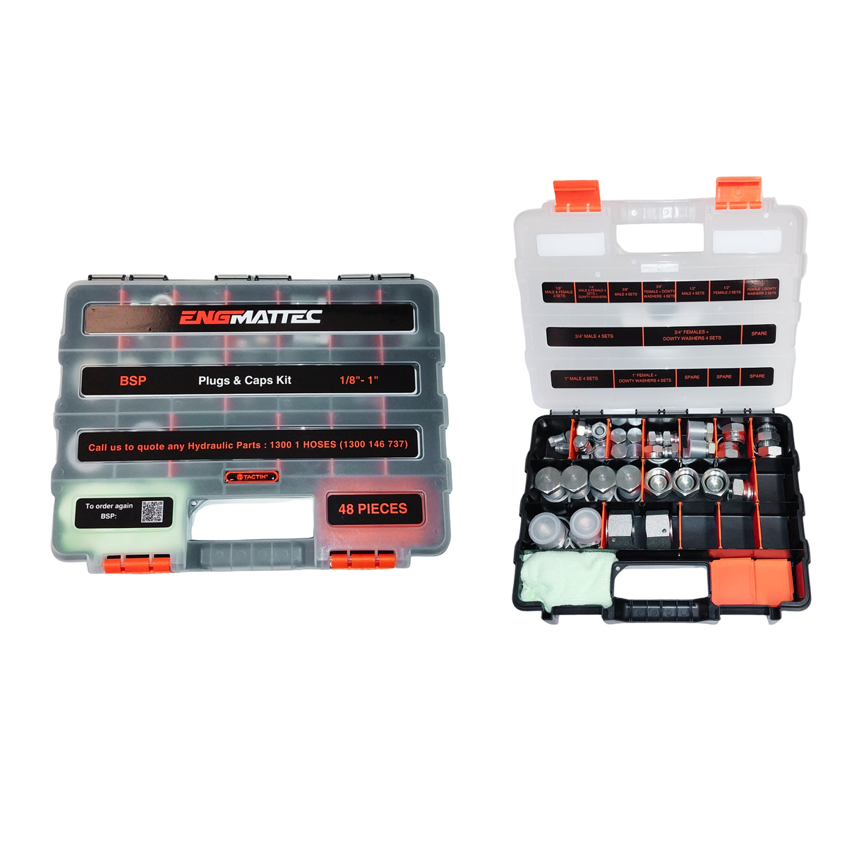 BSP Swivel Female x BSPT Male Hydraulic Plugs & Caps Kit — ENGMATTEC ...